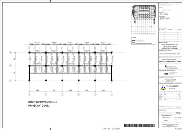 Denah Beam Precast Lt.4 Zona 2 Proyek GKT | PDF