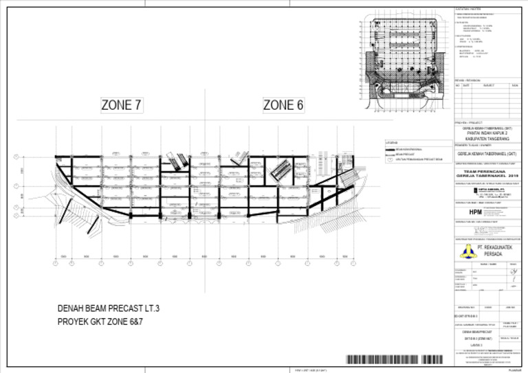 Denah Beam Precast Lt.3 Zone 6&7 Proyek GKT | PDF