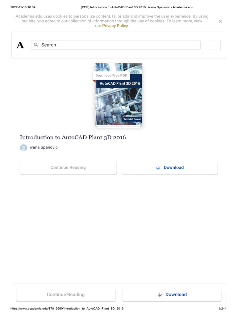 (PDF) Introduction To AutoCAD Plant 3D 2016 - Ivana Spanovic - Academia ... (PDF) Introduction To AutoCAD Plant 3D 2016 - Ivana Spanovic - Academia ...