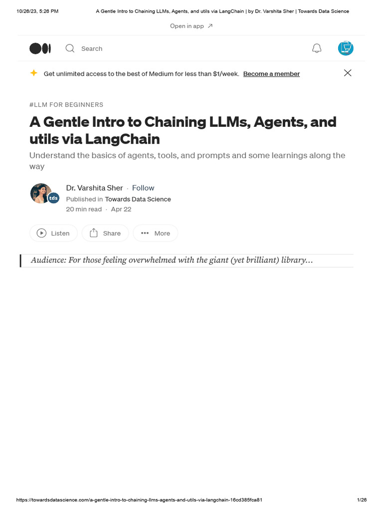 A Gentle Intro To Chaining LLMS, Agents, and Utils Via LangChain | PDF A Gentle Intro To Chaining LLMS, Agents, and Utils Via LangChain | PDF
