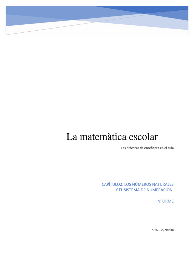 La matemàtica escolar. INFORME | PDF | Números | Enseñando