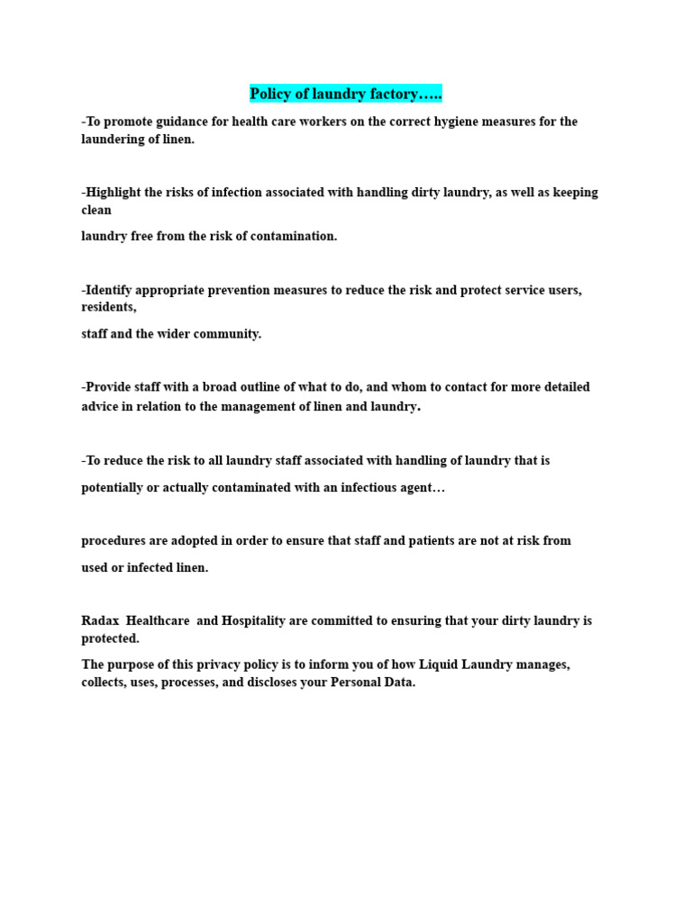 Policy of Laundry Factory | PDF