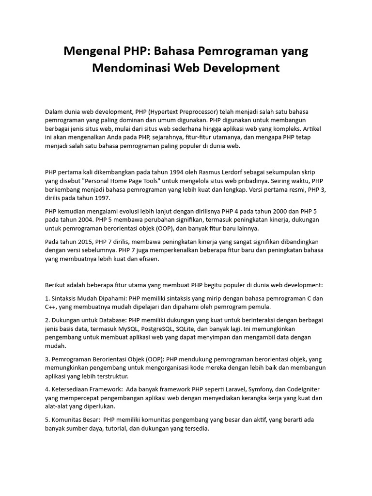 Mengenal PHP | PDF | Bisnis | Komputer