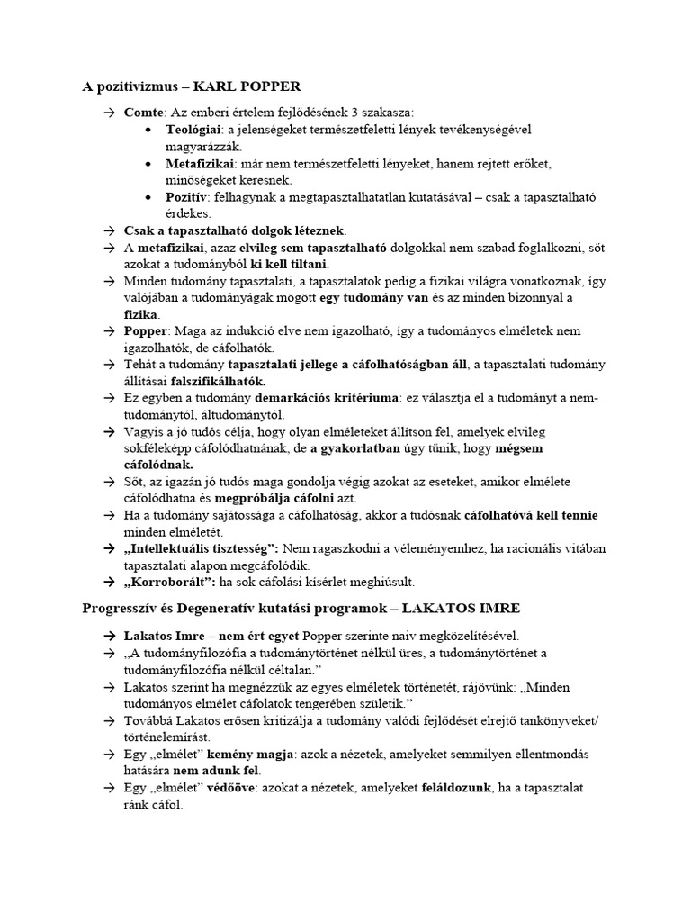 Tudományfejlődés-elméletek-jegyzet | PDF