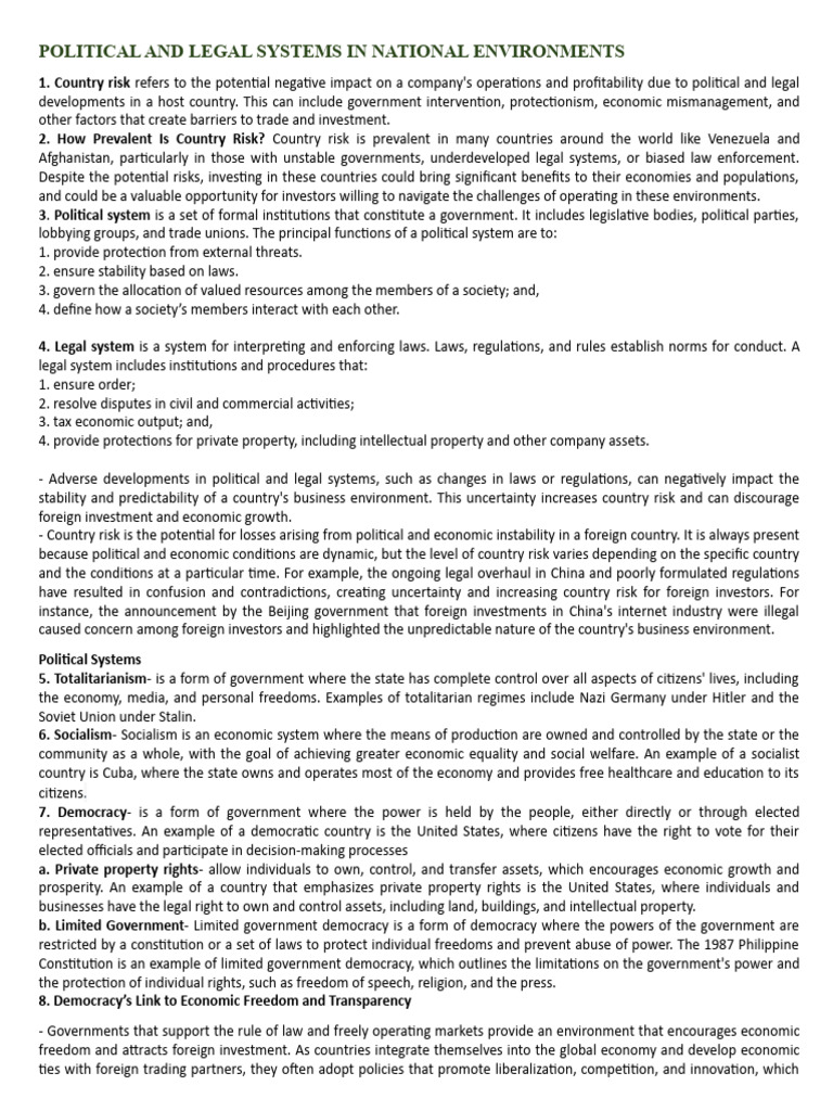 Political and Legal Systems in National Environments | PDF | Sharia | Risk