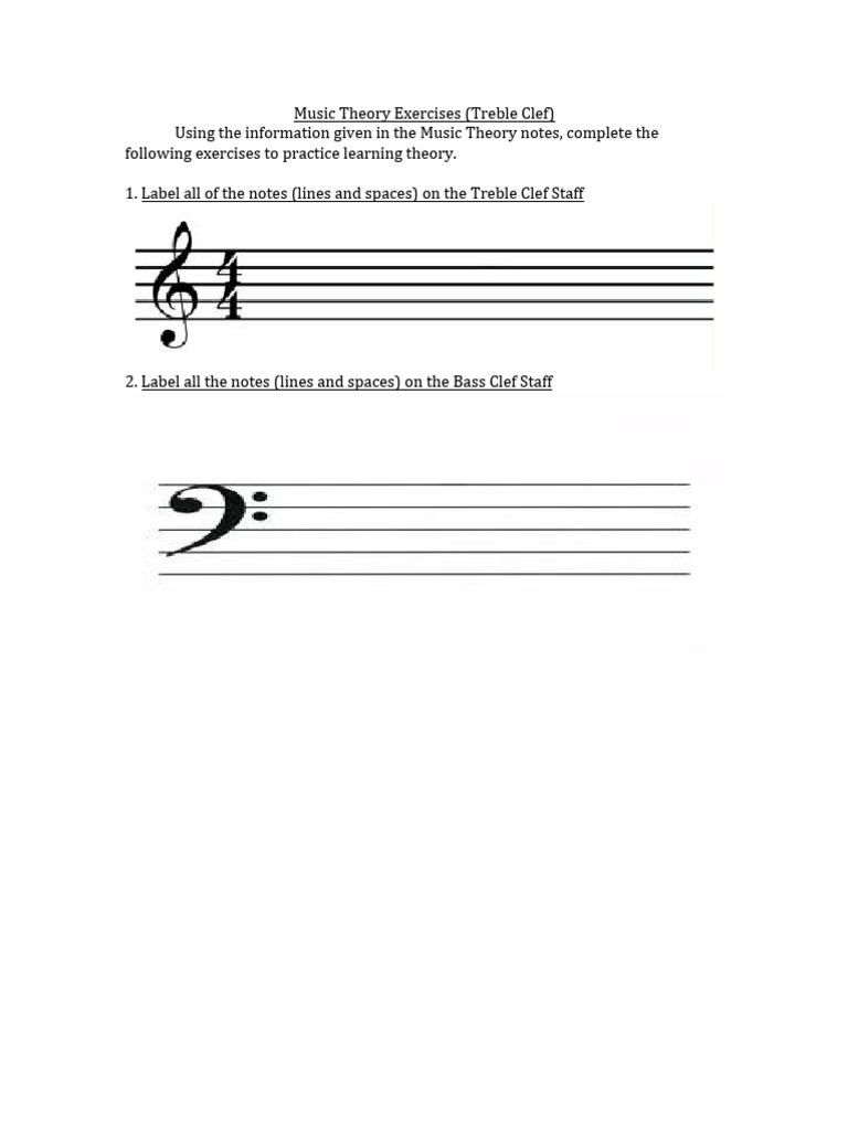Dokumen - Tips Music Theory Exercises Treble Clef Theory Exercises ...