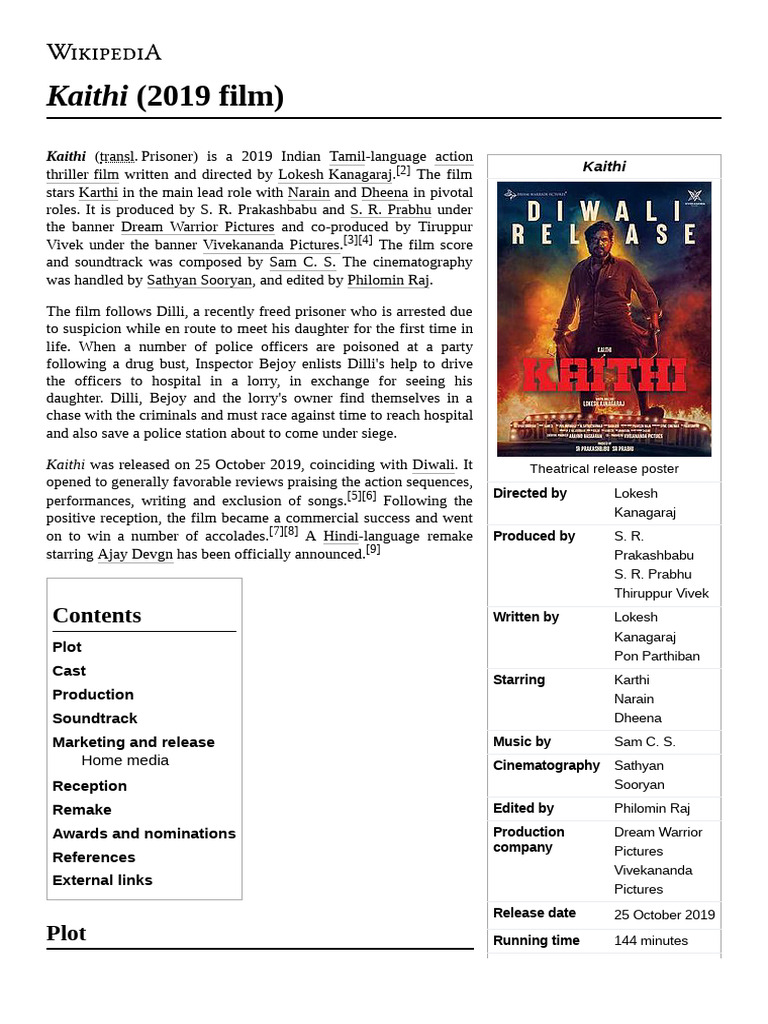 Kaithi (2019 Film) | PDF
