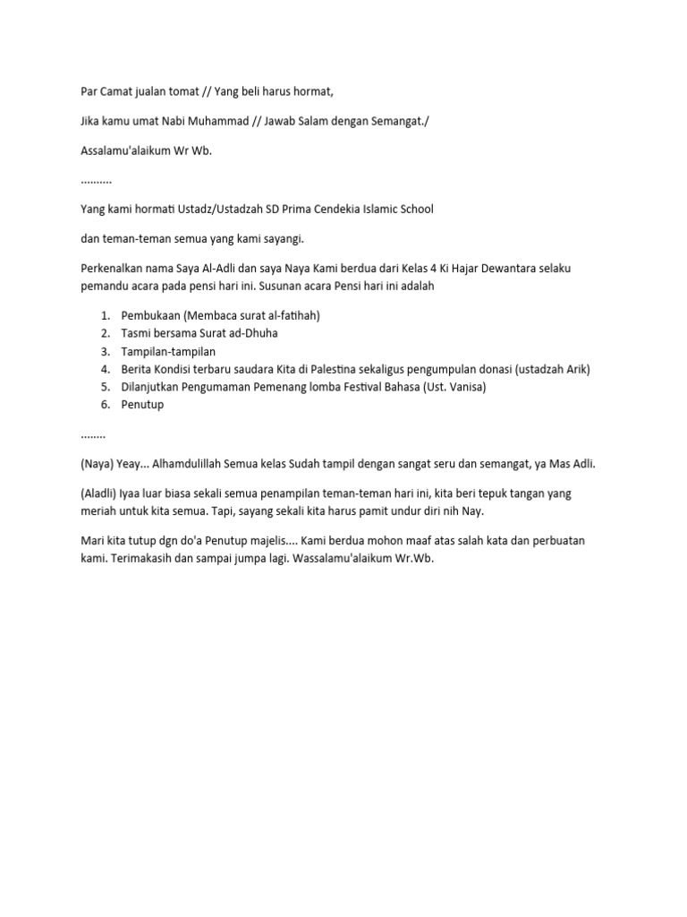 Teks MC Aladli Naya-1 | PDF