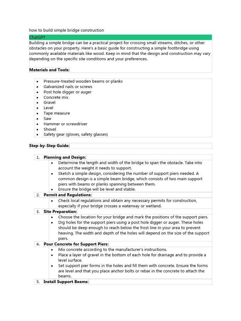 How To Build Simple Bridge Construction | PDF | Bridge | Concrete
