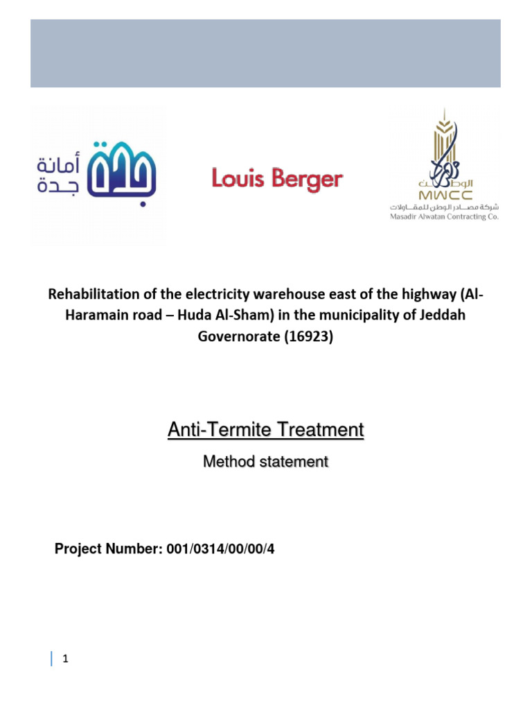 Method Statement For Anti-Termite Treatment | PDF | Personal Protective Equipment | Building ...