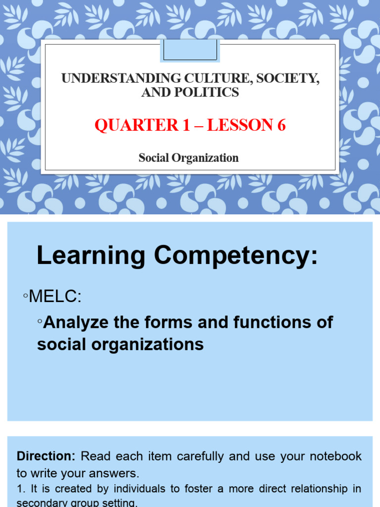 Social Organization: Key Concepts Explained | PDF | Social Group ...