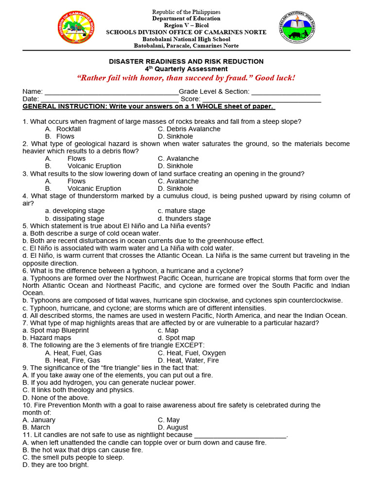 TEST-drrr - Grade 12 | PDF