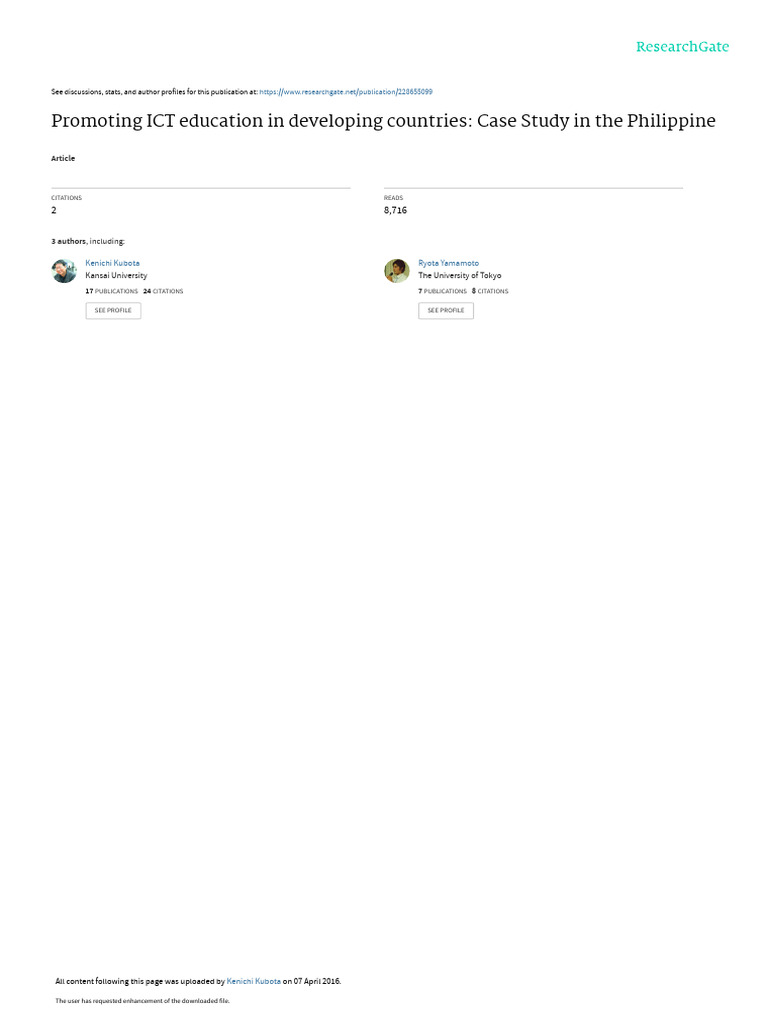 Promoting ICT Education in Developing Countries Ca | PDF | Information ...