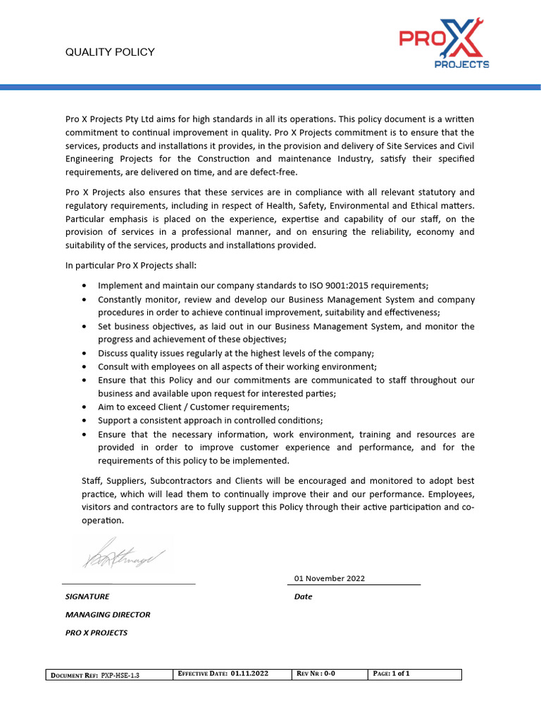 3.quality Policy | PDF | Iso 9000 | Business