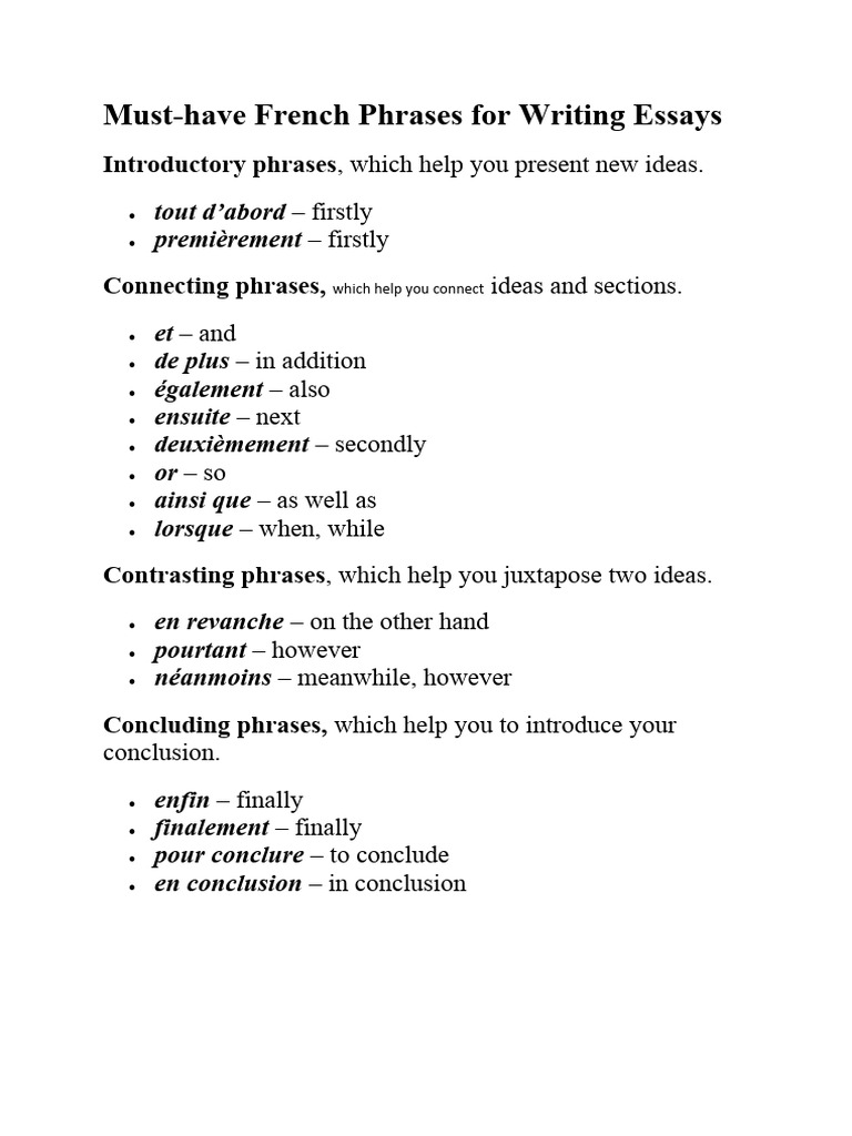 French Essay Writing Essentials | PDF