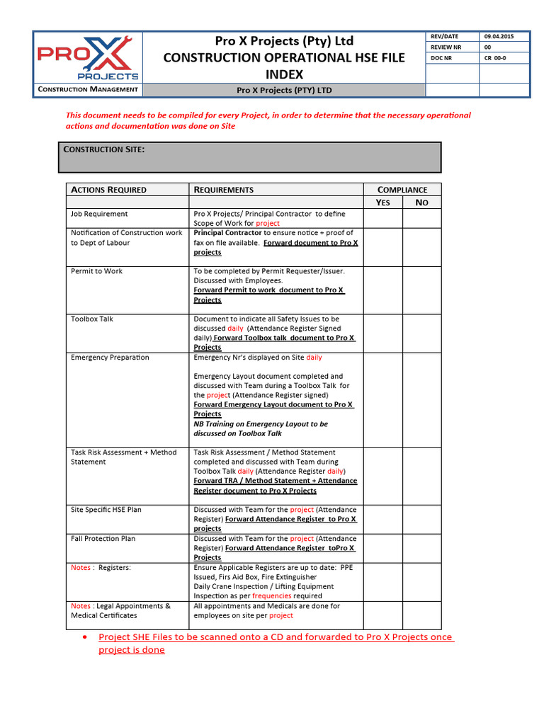 Operational HSE File Index | PDF | Occupational Safety And Health | Business
