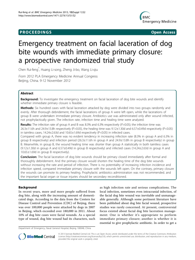 Emergency Treatment On Facial Laceration of Dog Bite Wounds With ...