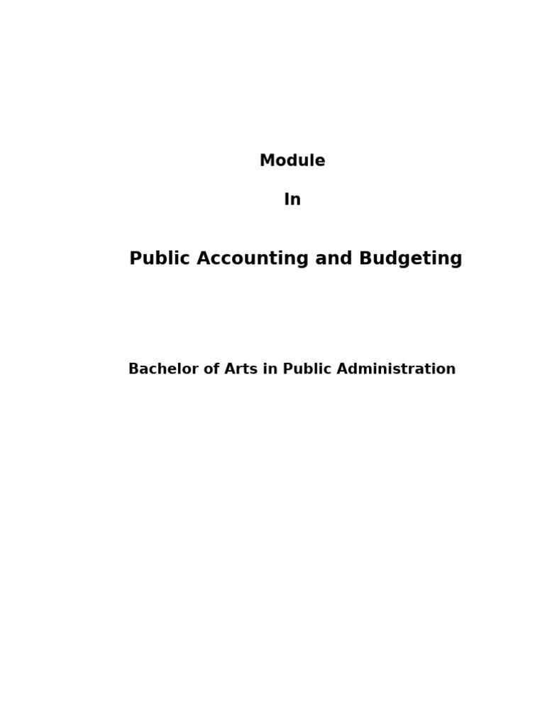 Module 1 Public Accounting and Budgeting | PDF | Budget ...