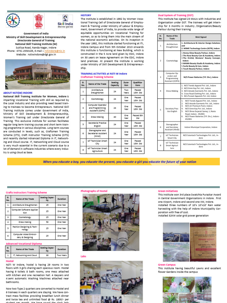 New Brochure of NSTI W Indore 26th Oct 2021 | PDF