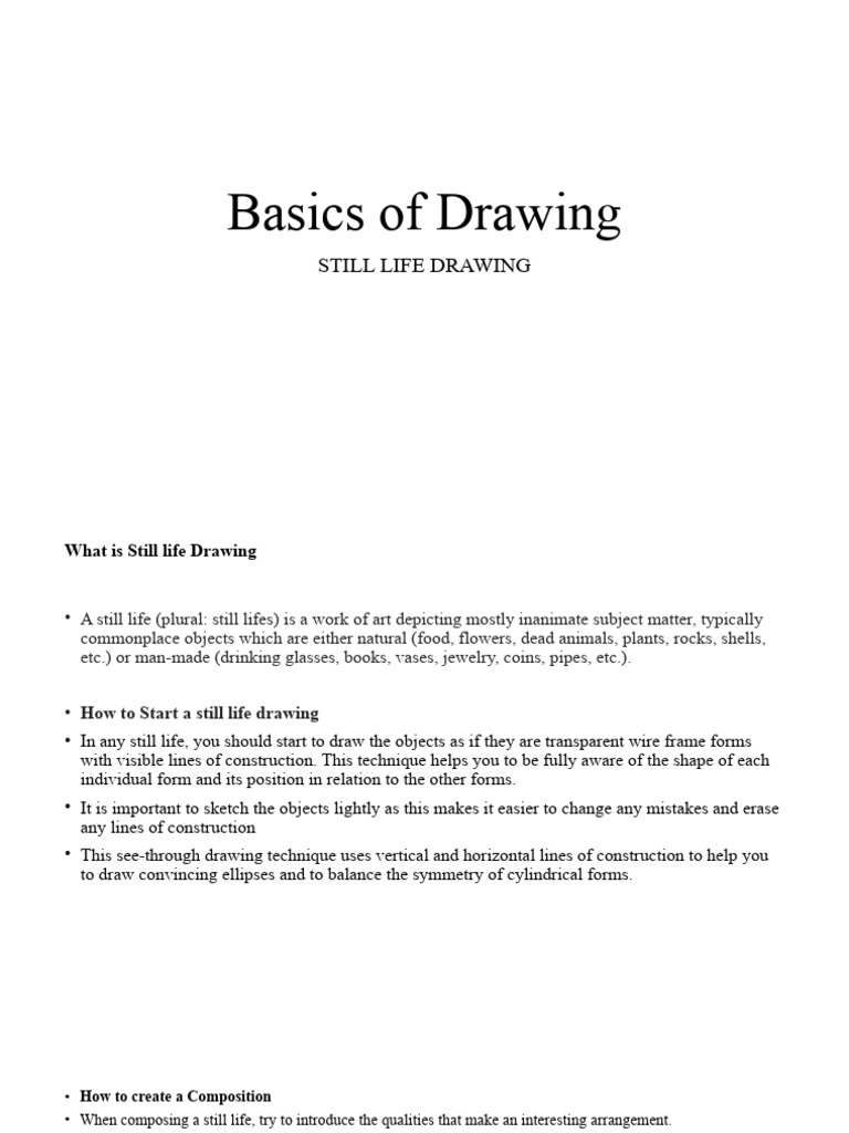 Basics of Drawing-Still Life | PDF | Composition (Visual Arts) | Drawing