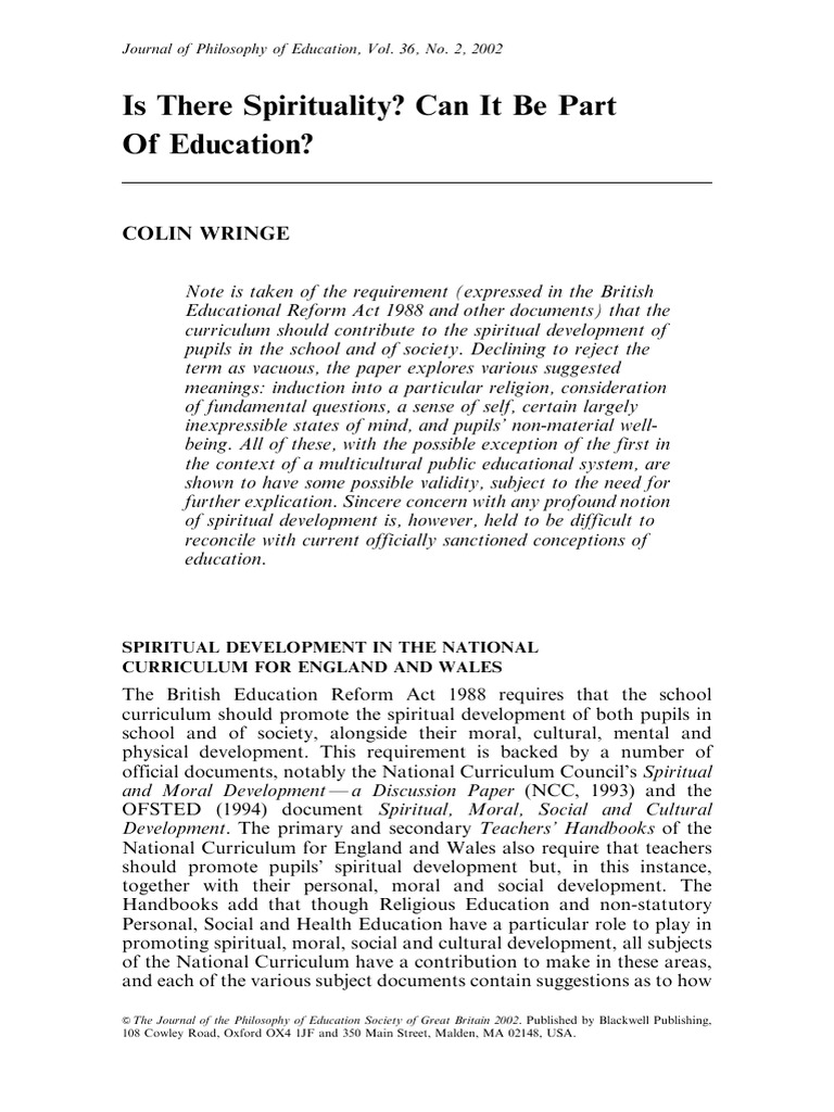 Can Spirituality Be Part of Education | PDF
