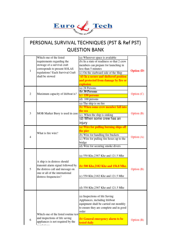 PST & REF. PST Question Bank & Anwer Key | PDF | Watercraft | Water ...