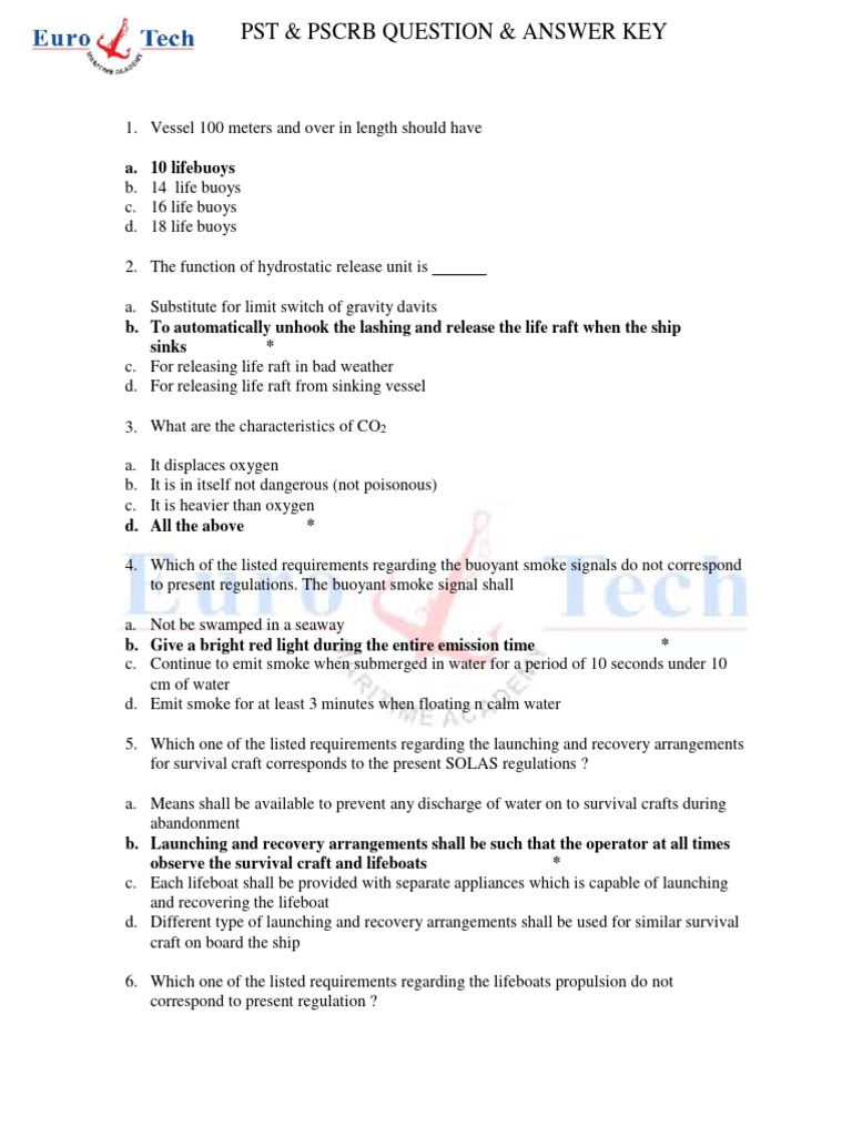 PST & PSCRB-Question and Answer Key | PDF