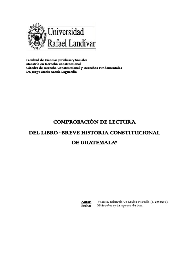 Comprobación De Lectura Historia Constitucional De Guatemala Pdf