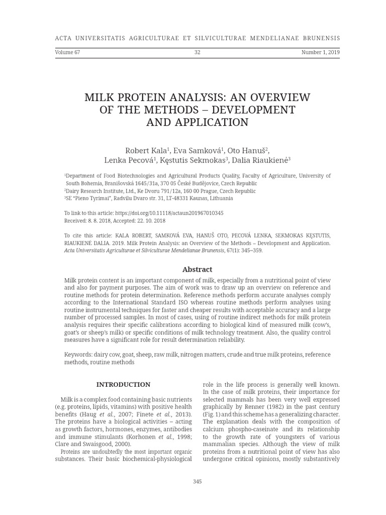 Milk Protein Analysis An Overview | PDF | Infrared Spectroscopy ...
