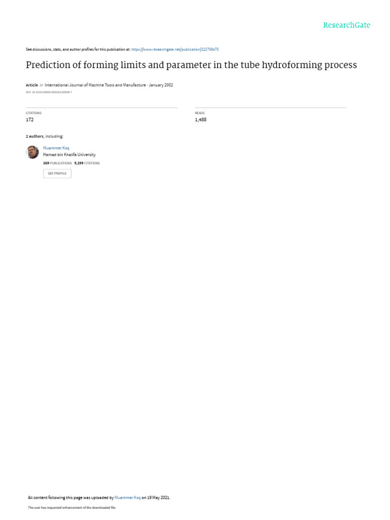 Prediction of Forming Limits and Parameter in The | PDF | Buckling | Deformation (Engineering)