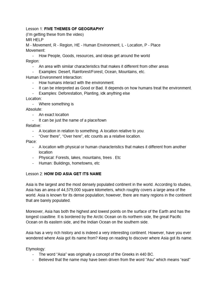 Five Themes of Geography | PDF