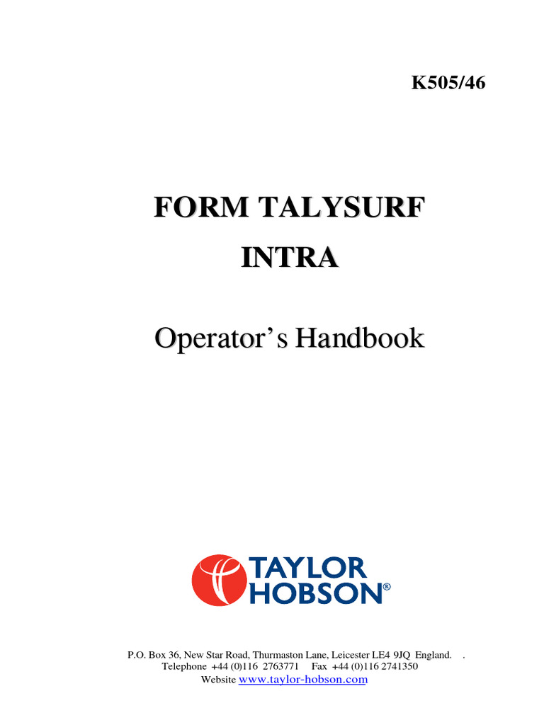 Form Talysurf Intra Handbook 1 5 | PDF | Battery Charger | Fuse ...