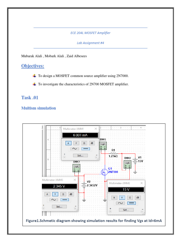 ECE 204L MOSFET Amplifier | PDF | Electronics | Electronic Engineering