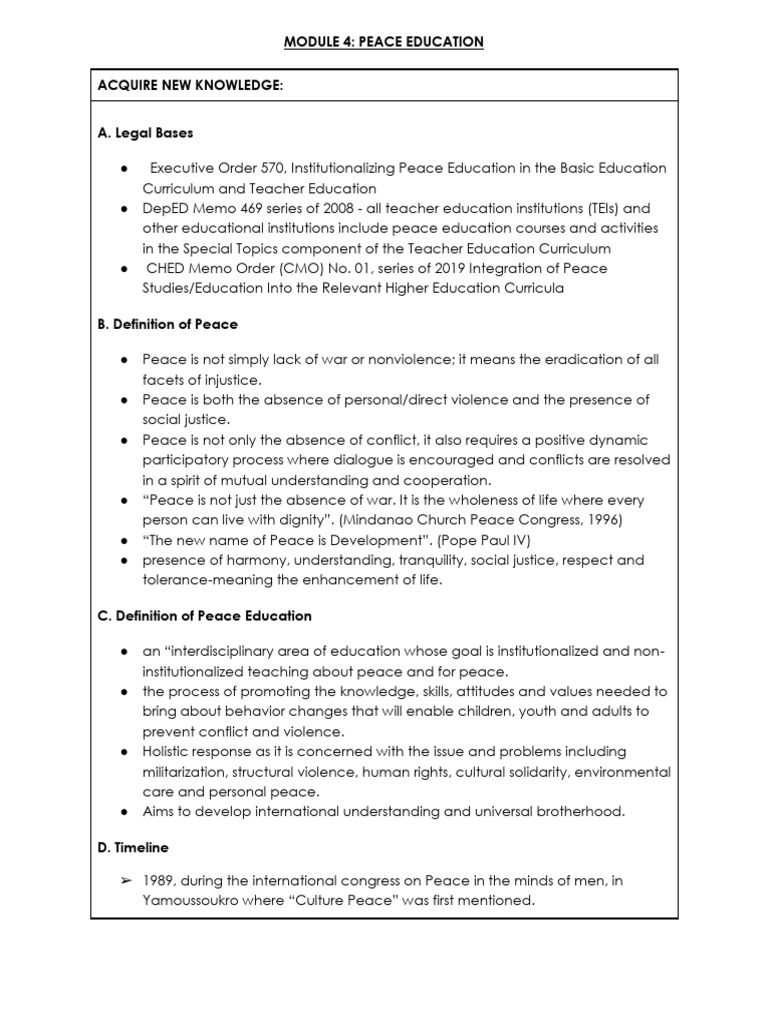 Peace Education | PDF | Peace | Violence