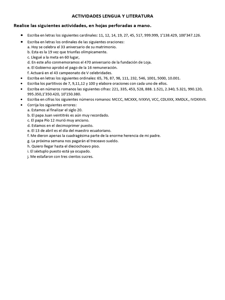 Actividades de Lengua y Literatura | PDF | Hogar, jardinería y bricolaje