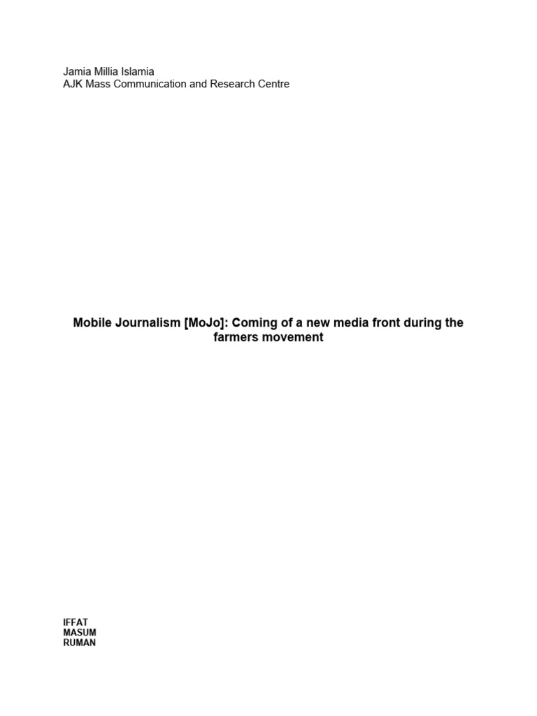 Mobile Journalism (MoJo) | PDF