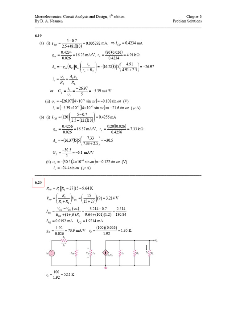 Solutions Ch6 BJT Amp | PDF