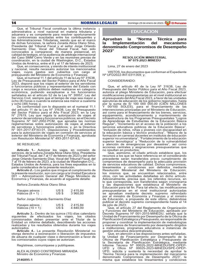 RM N°079-2023 MINEDU Norma Técnica Implementación CDD 2023 - 29 - 01 - 23 | PDF | Presupuesto ...