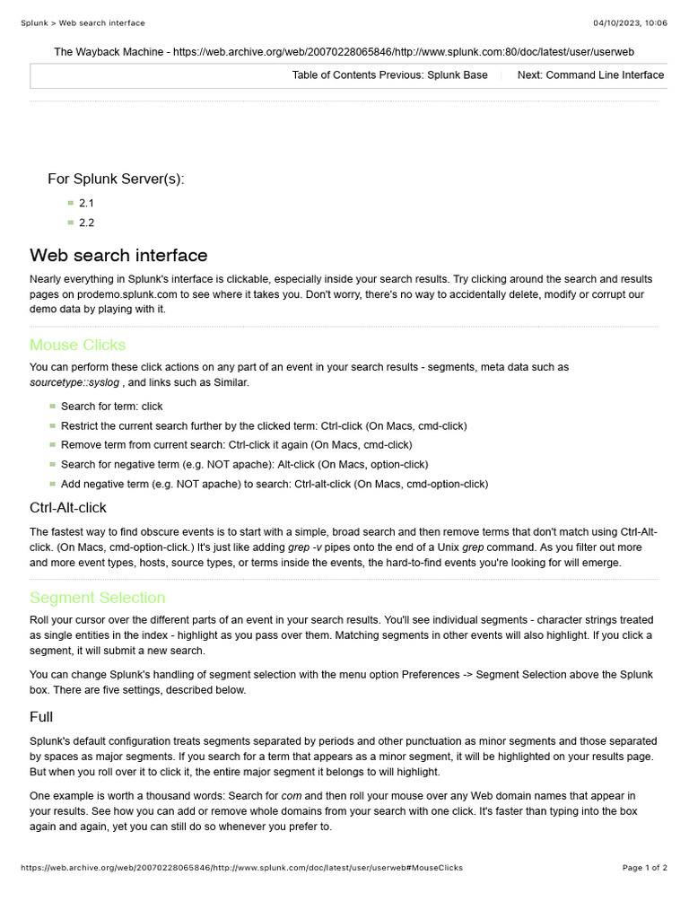 Splunk Web Search Interface | PDF | World Wide Web | Internet & Web