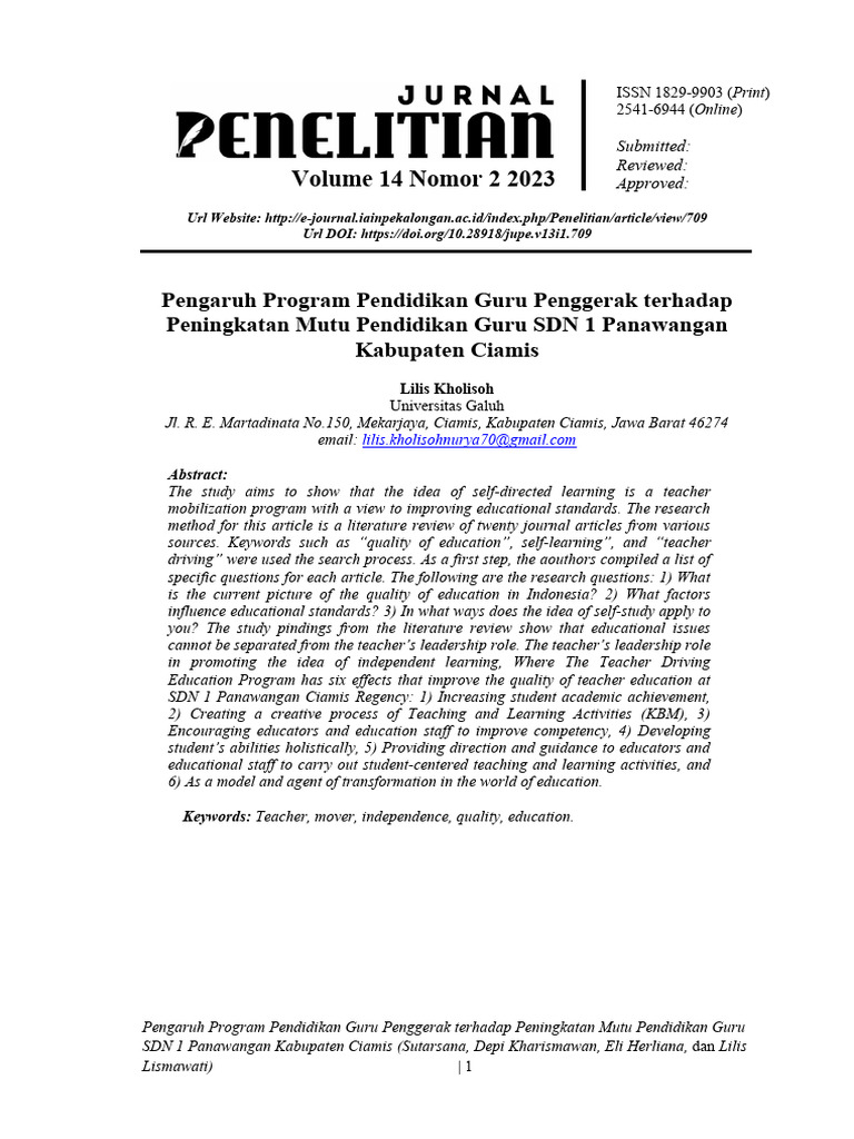 Jurnal Lilis Kholisoh, Sutarsana, Depi Kharismawan, Eli Herliana, Lilis Lismawati-1 | PDF | Learning