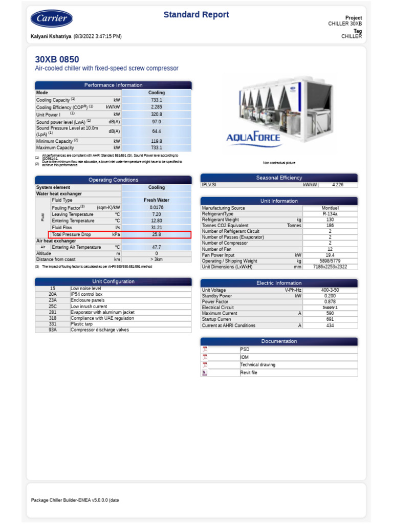 Chiller Pressure Drop | PDF