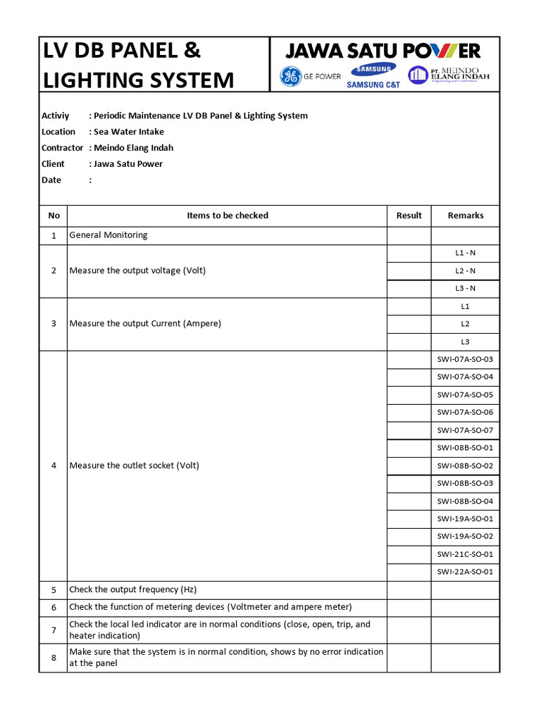PM SWI - LV DB Panel & Lighting System | PDF