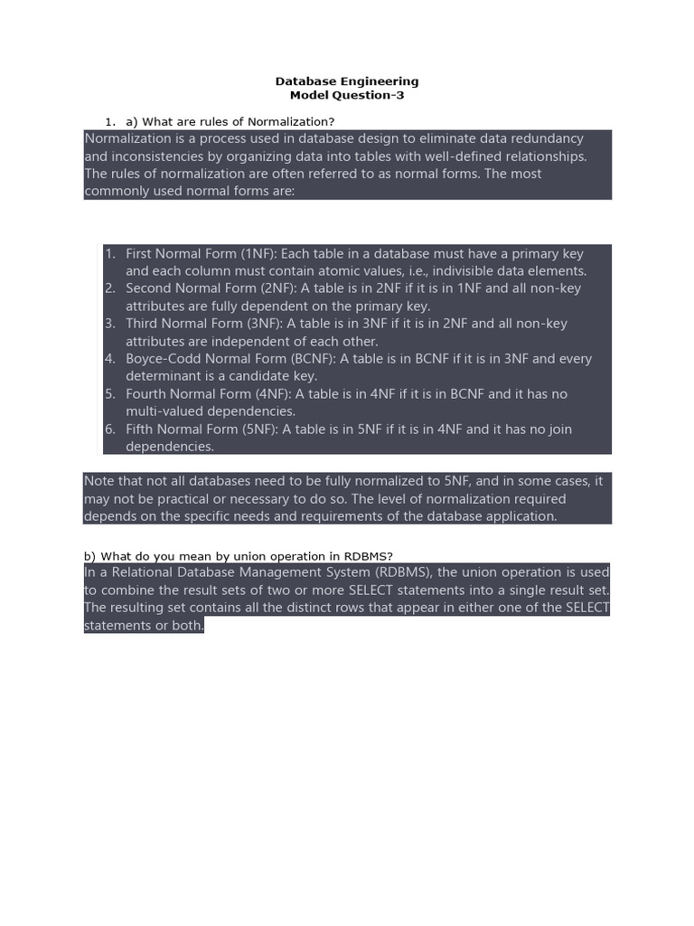 DBE - Model Question-1 | PDF | Relational Model | Relational Database