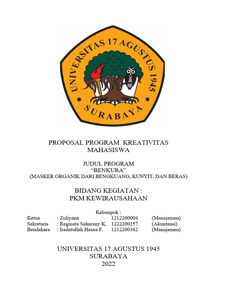 Proposal Program Kreativitas Mahasiswa | PDF | Seni
