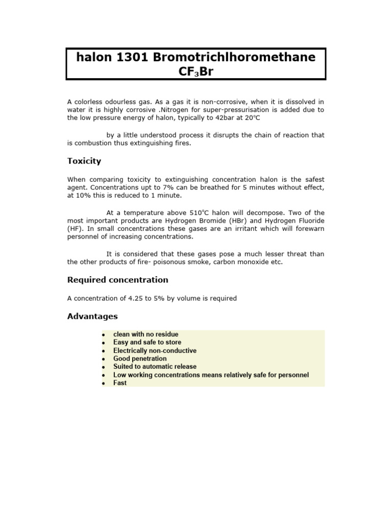 Safety Fixed Fire Fighting Halon 1301 Bromotrichlhoromethane CF3Br ...