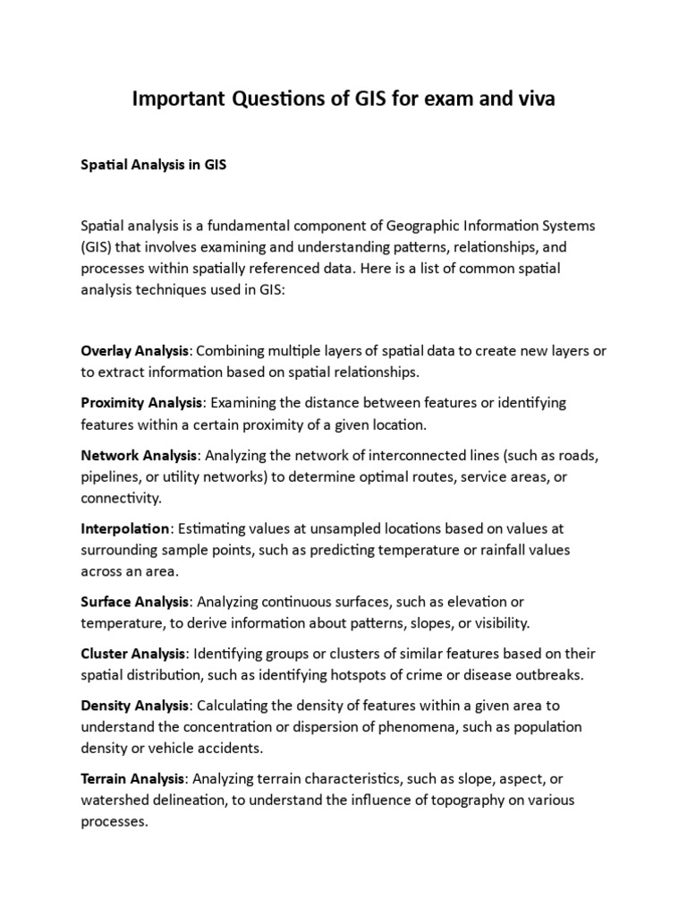 Important Questions of GIS For Exam and Viva | PDF | Geographic Information System | Spatial ...