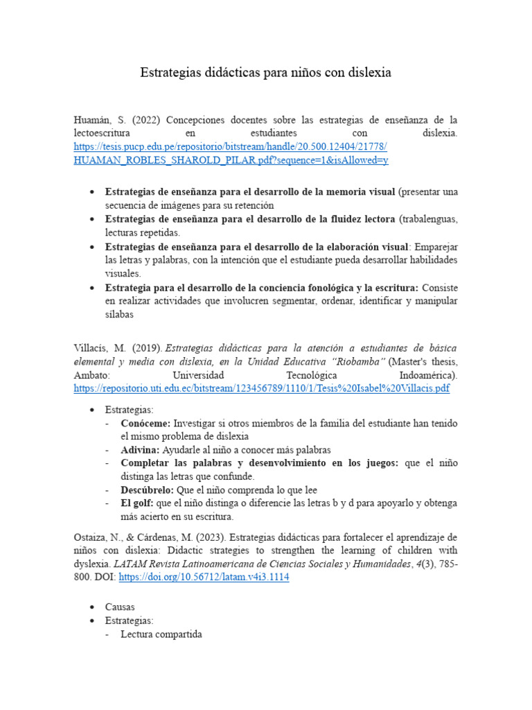 Estrategias Didácticas para Niños Con Dislexia | PDF | Comunicación ...