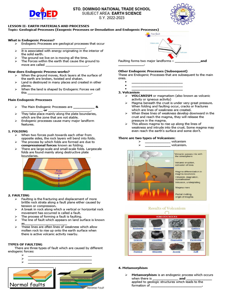 Geological Process Endogenic Process | PDF | Fault (Geology) | Geology