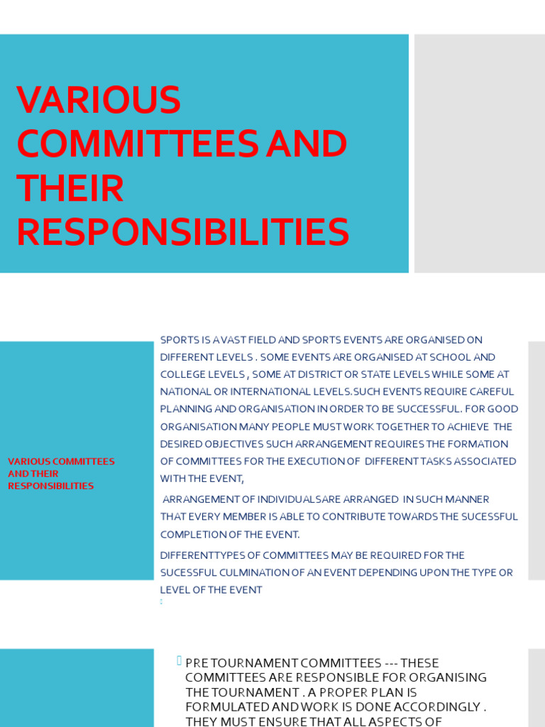 Various Committees and Their Responsibilities | PDF | Business