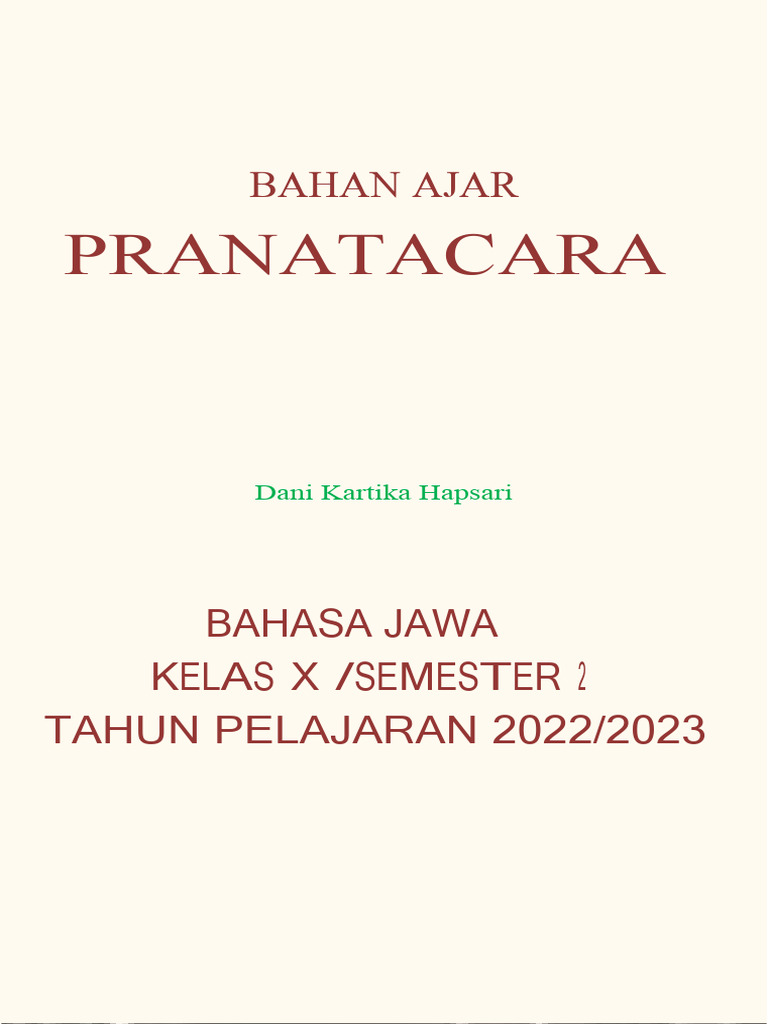 Materi Pranatacara Bahasa Jawa | PDF